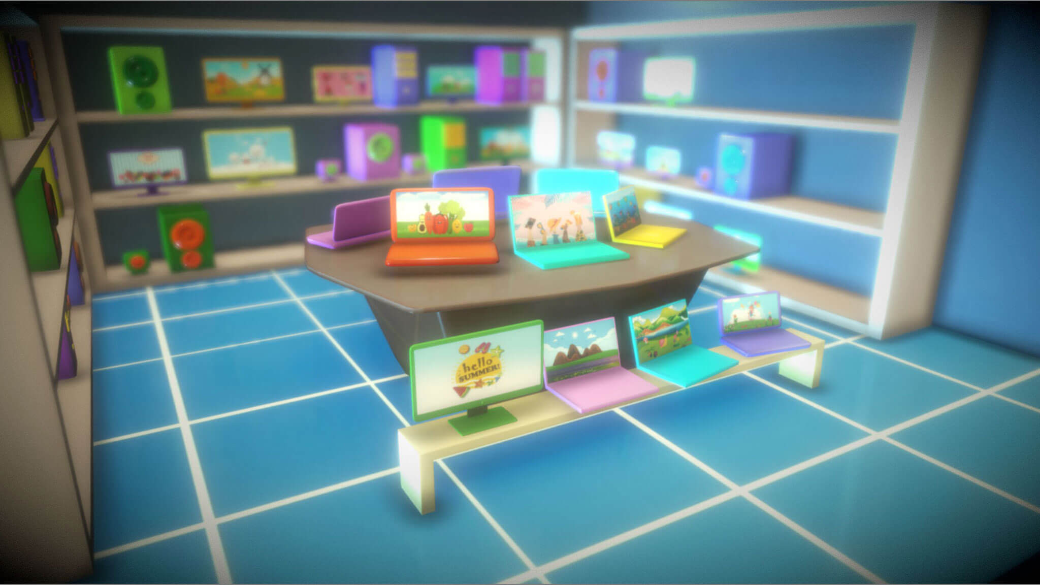 Cartoon Shop Computer - 3D Model by cuongvc