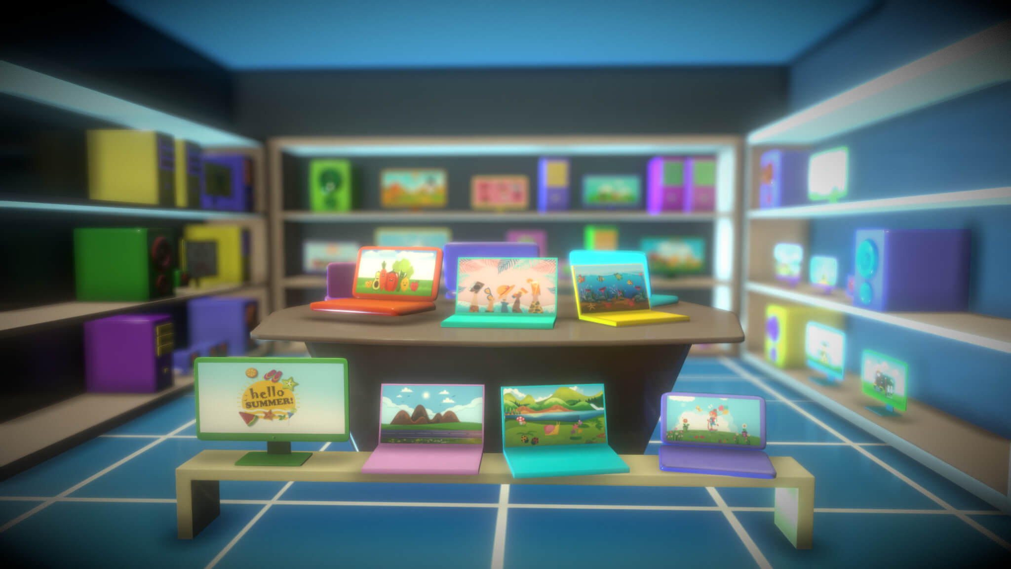 Cartoon Shop Computer - 3D Model by cuongvc