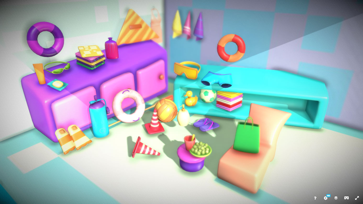 Cartoon Shop Swimming - 3D Model by cuongvc