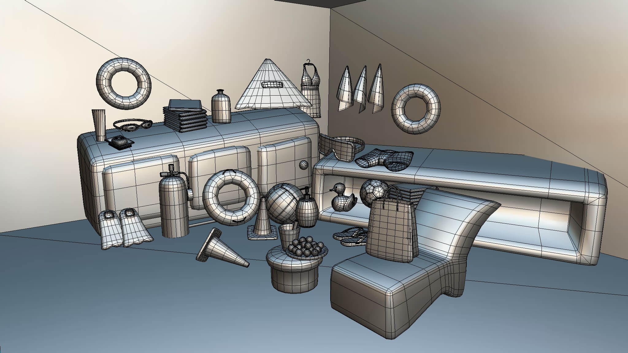 Cartoon Shop Swimming - 3D Model by cuongvc