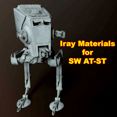 Iray Materials for ForRender's SW AT-ST Free Daz Content by cwag68