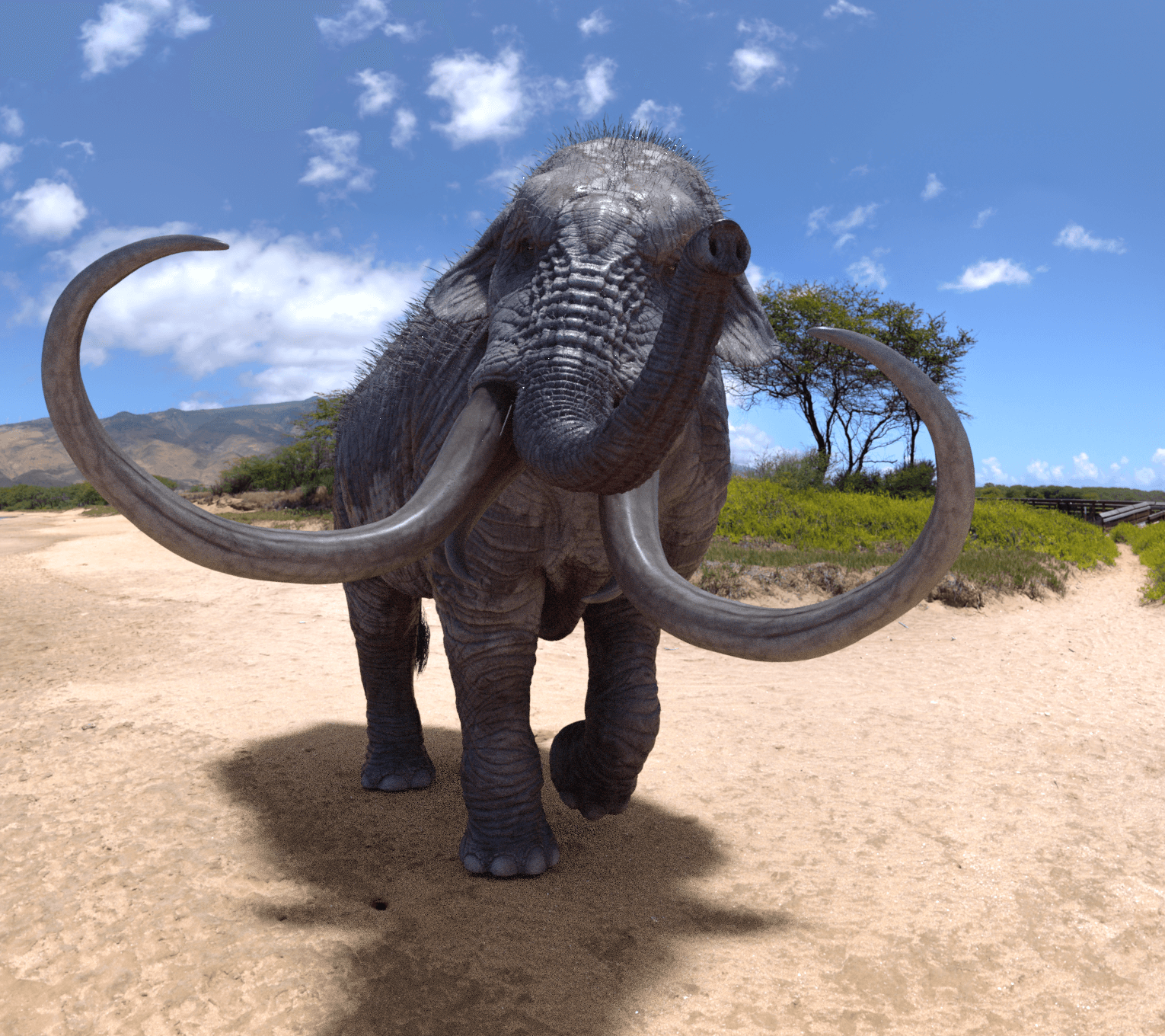 Mastadon on the beach. 3D Render, Digital Art by cyclops32