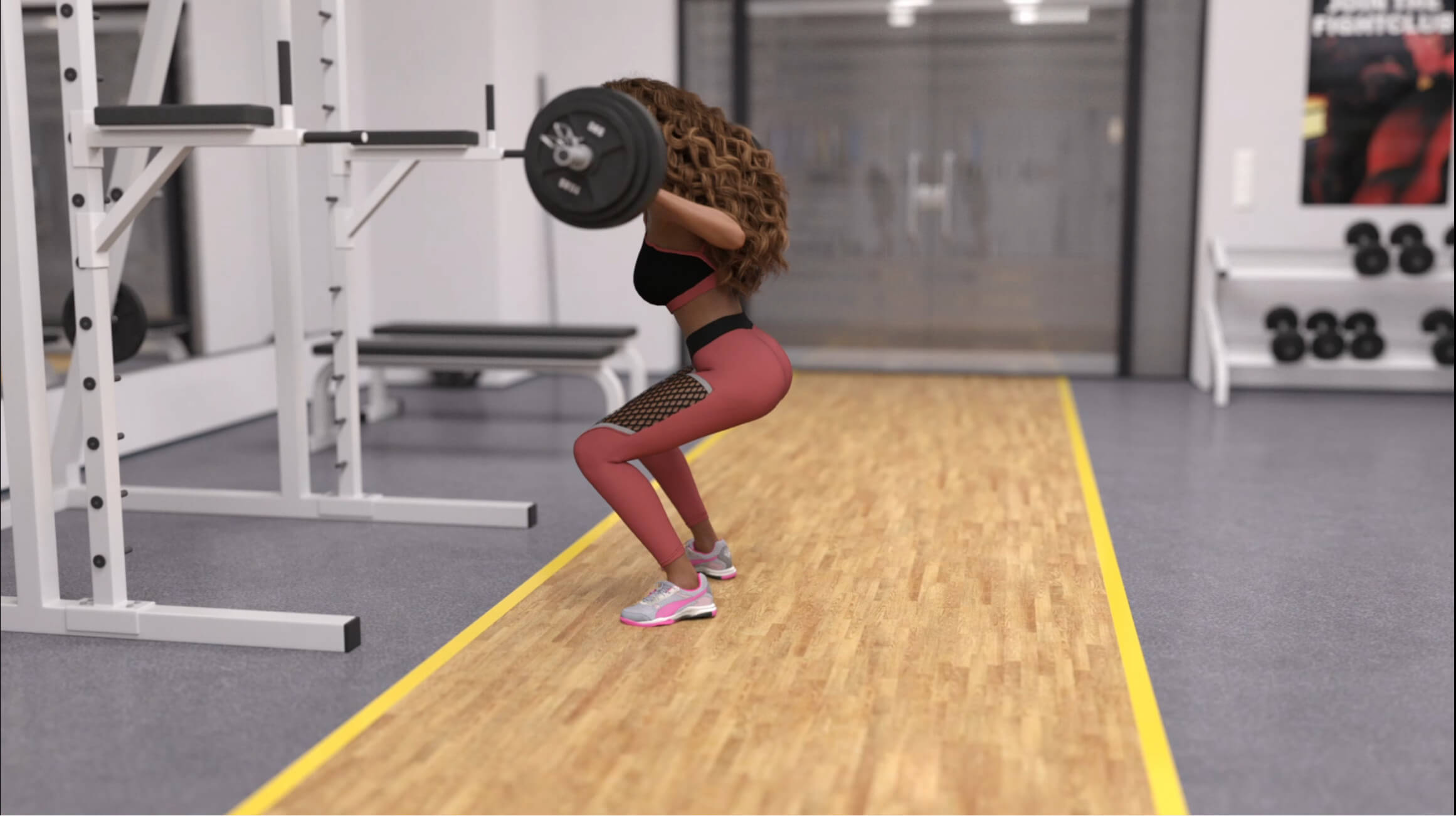 CF - Working Out - Squatting Animation Free Daz Content by CyperFox