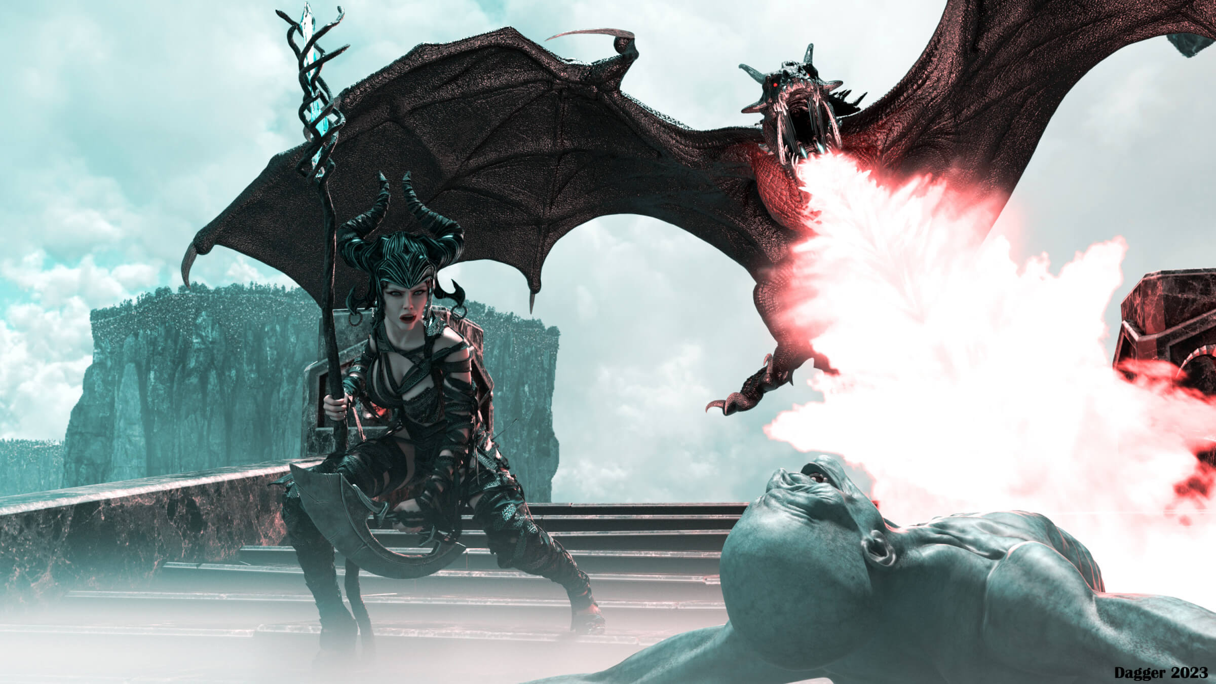 Black Magic Queen 3D Render, Digital Art by daggerwilldo