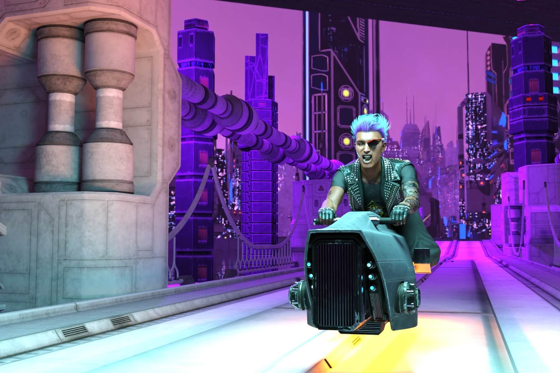 Cyber Run (Full Version) 3D Render, Digital Art by daggerwilldo