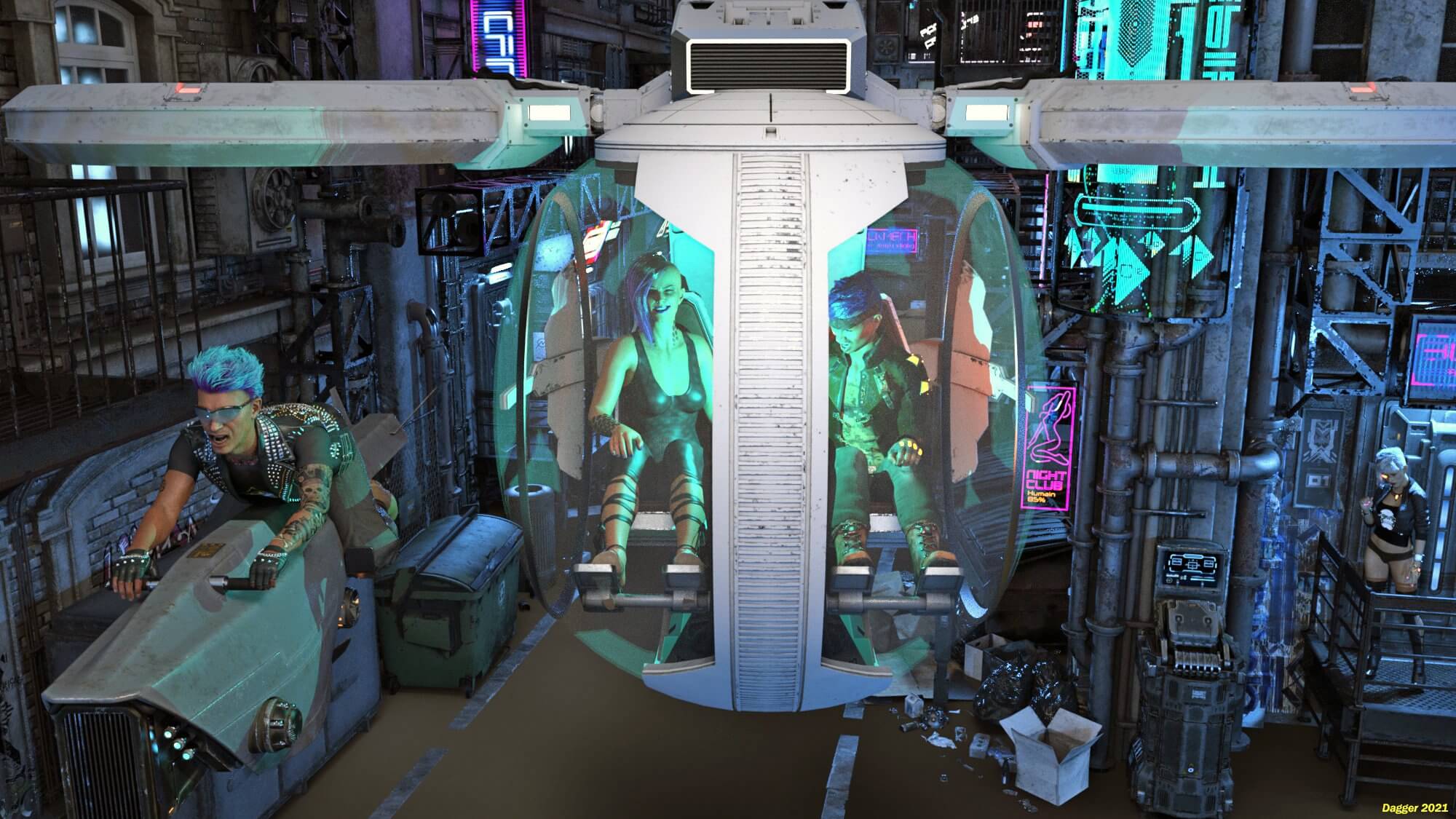 CyberPunk City Blue 3D Render | RenderHub Gallery