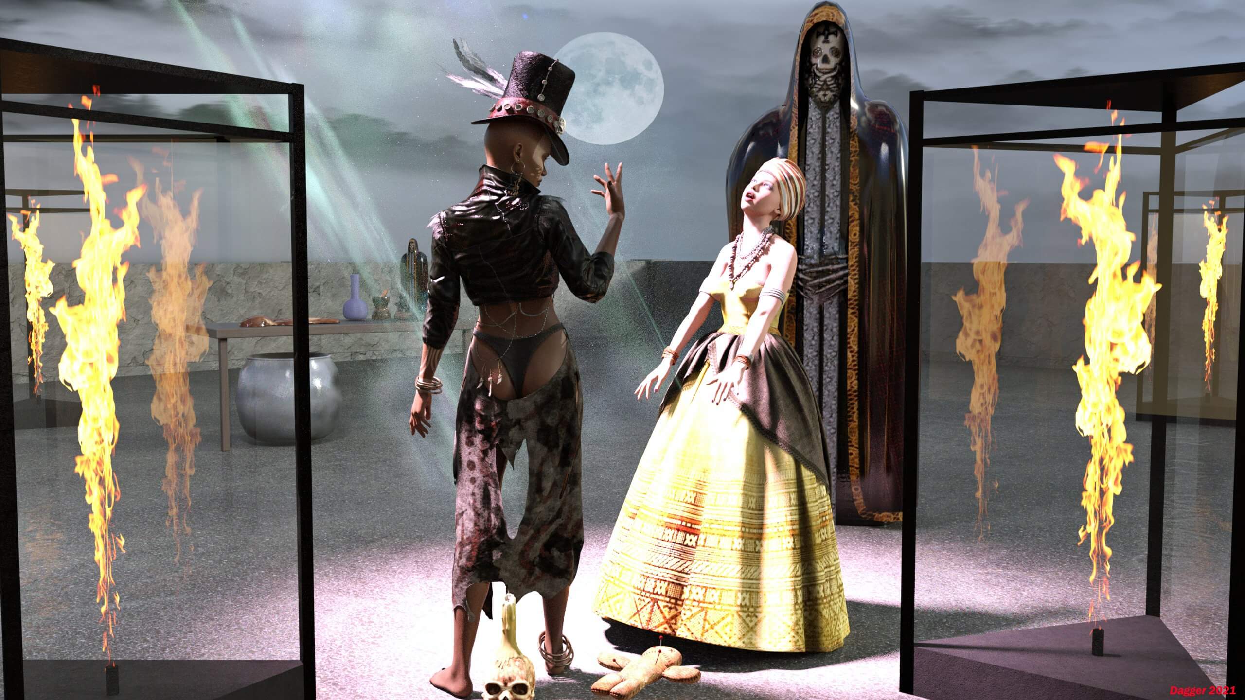 Playing With Fire - Voodoo Queen 3D Render | RenderHub Gallery