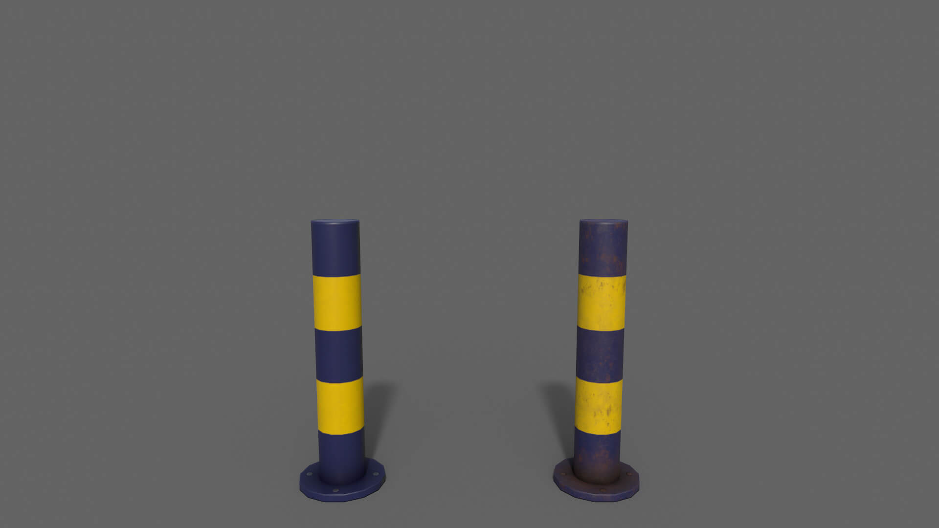 Bollard Blue and Yellow V5 - 3D Model by DaikLord