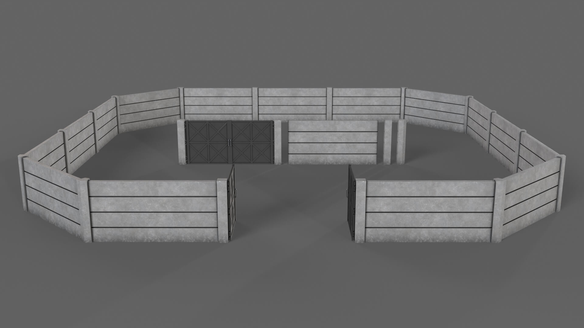 Gate and Wall 1 - 3D Model by DaikLord