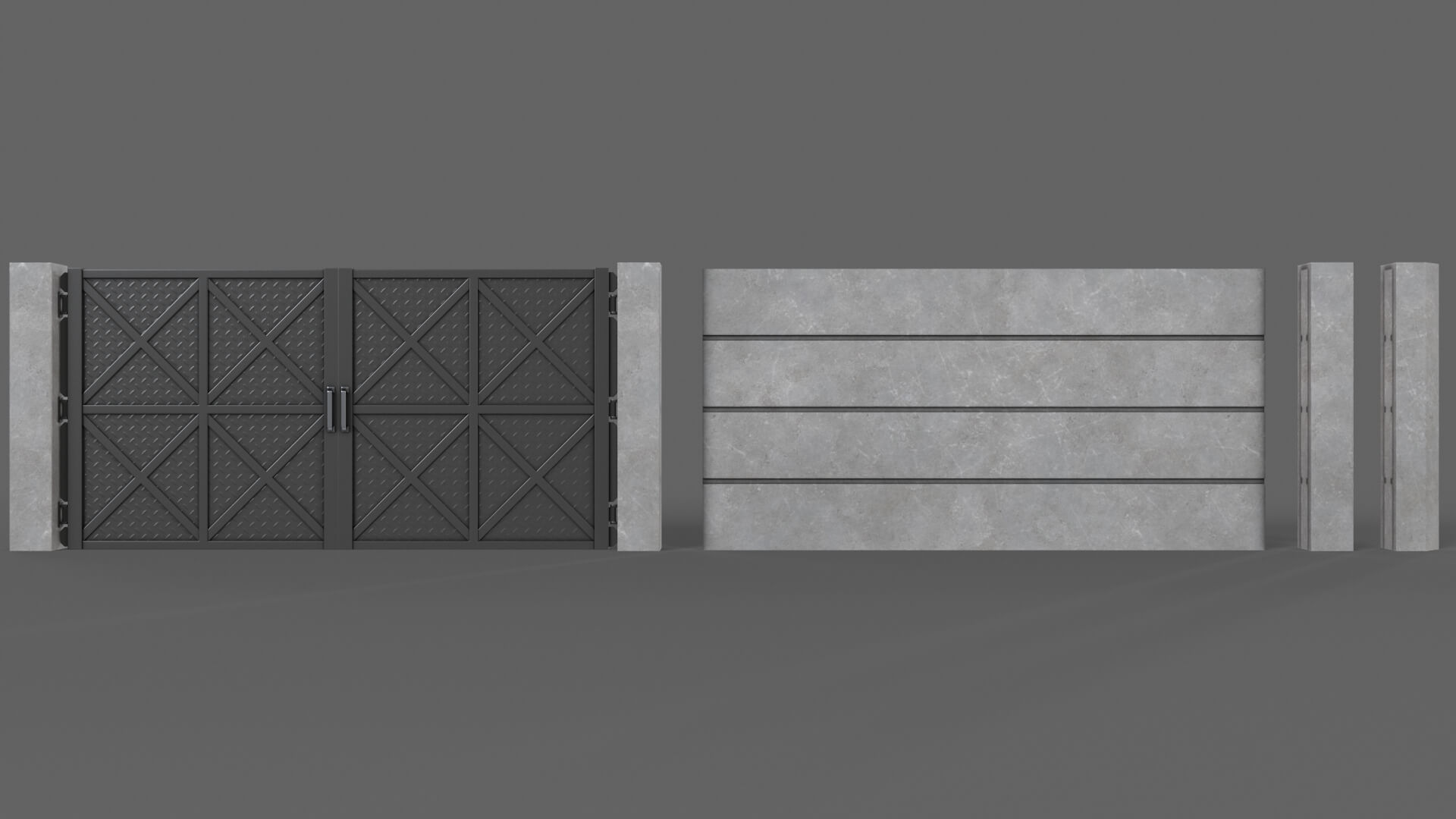 Gate and Wall 1 - 3D Model by DaikLord