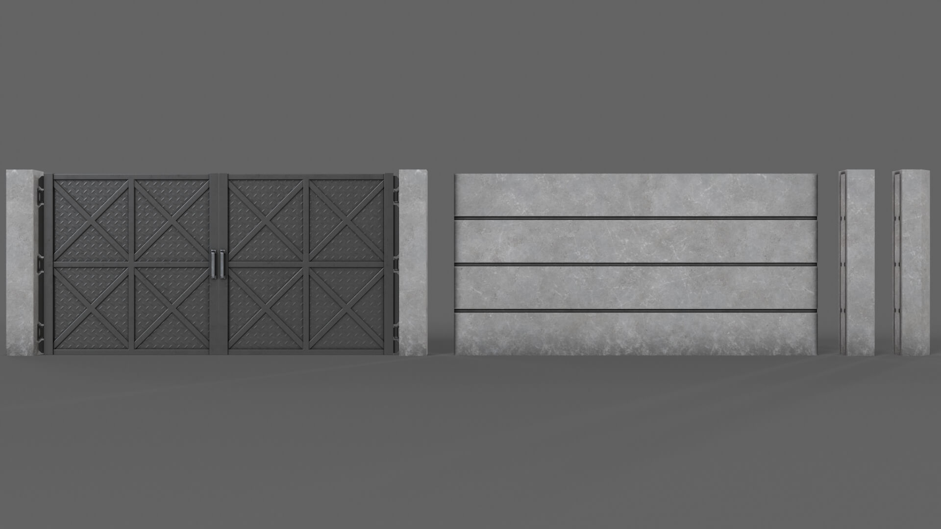 Gate and Wall 1 - 3D Model by DaikLord