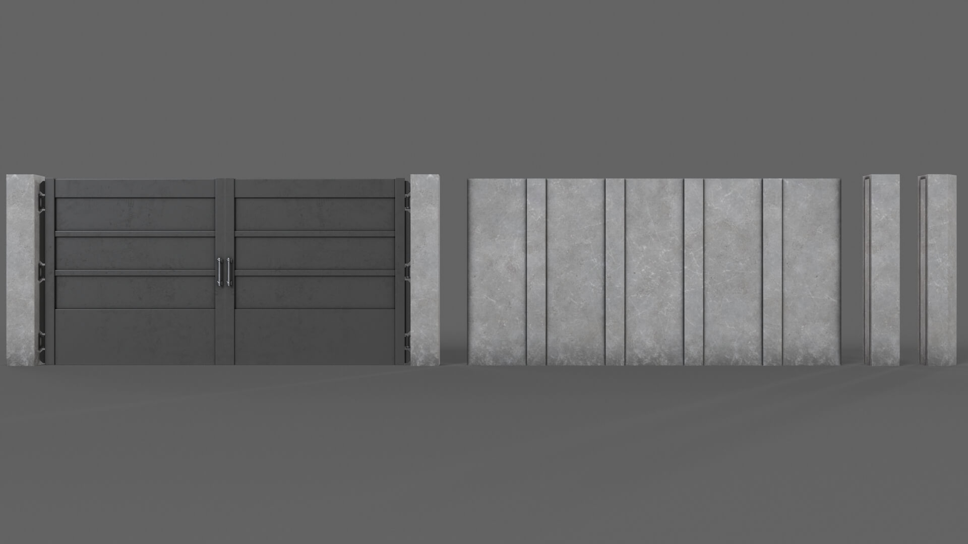 Gate and Wall 2 - 3D Model by DaikLord