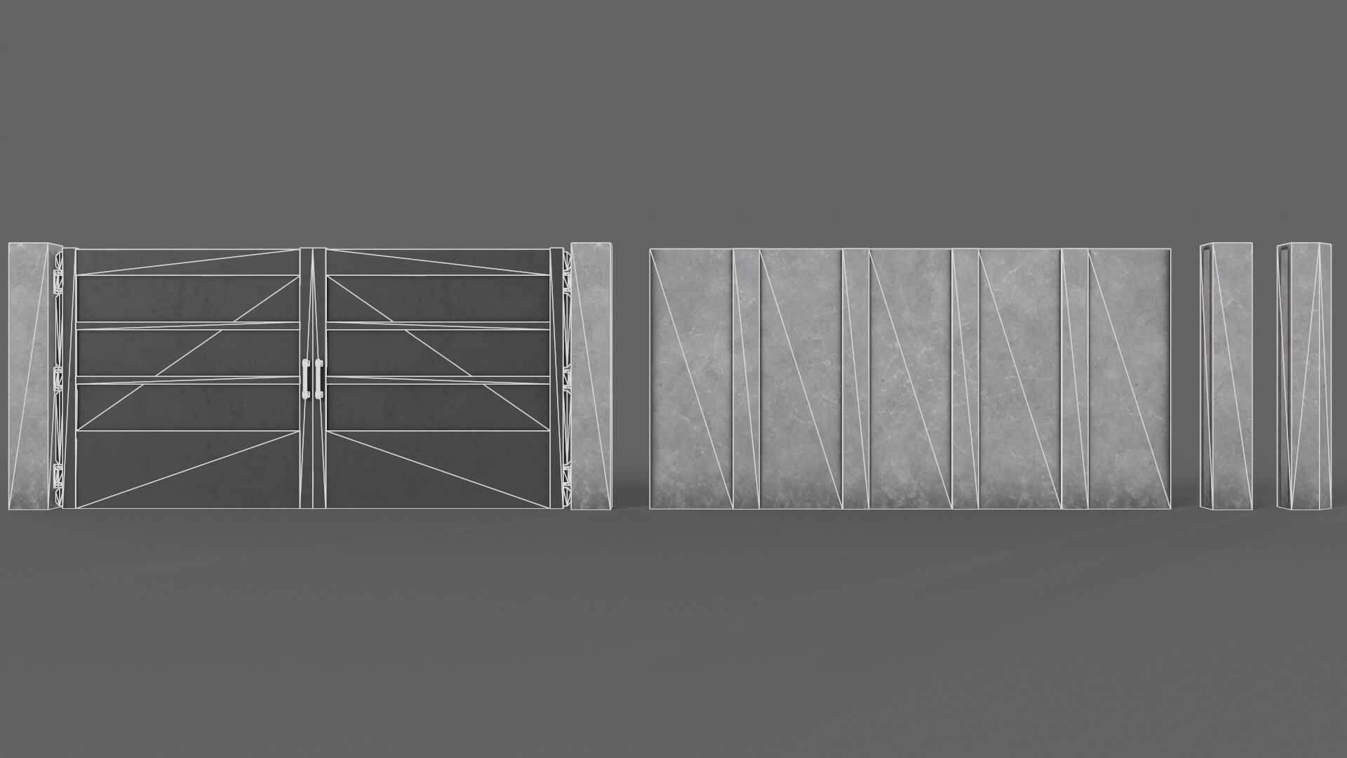 Gate and Wall 2 - 3D Model by DaikLord