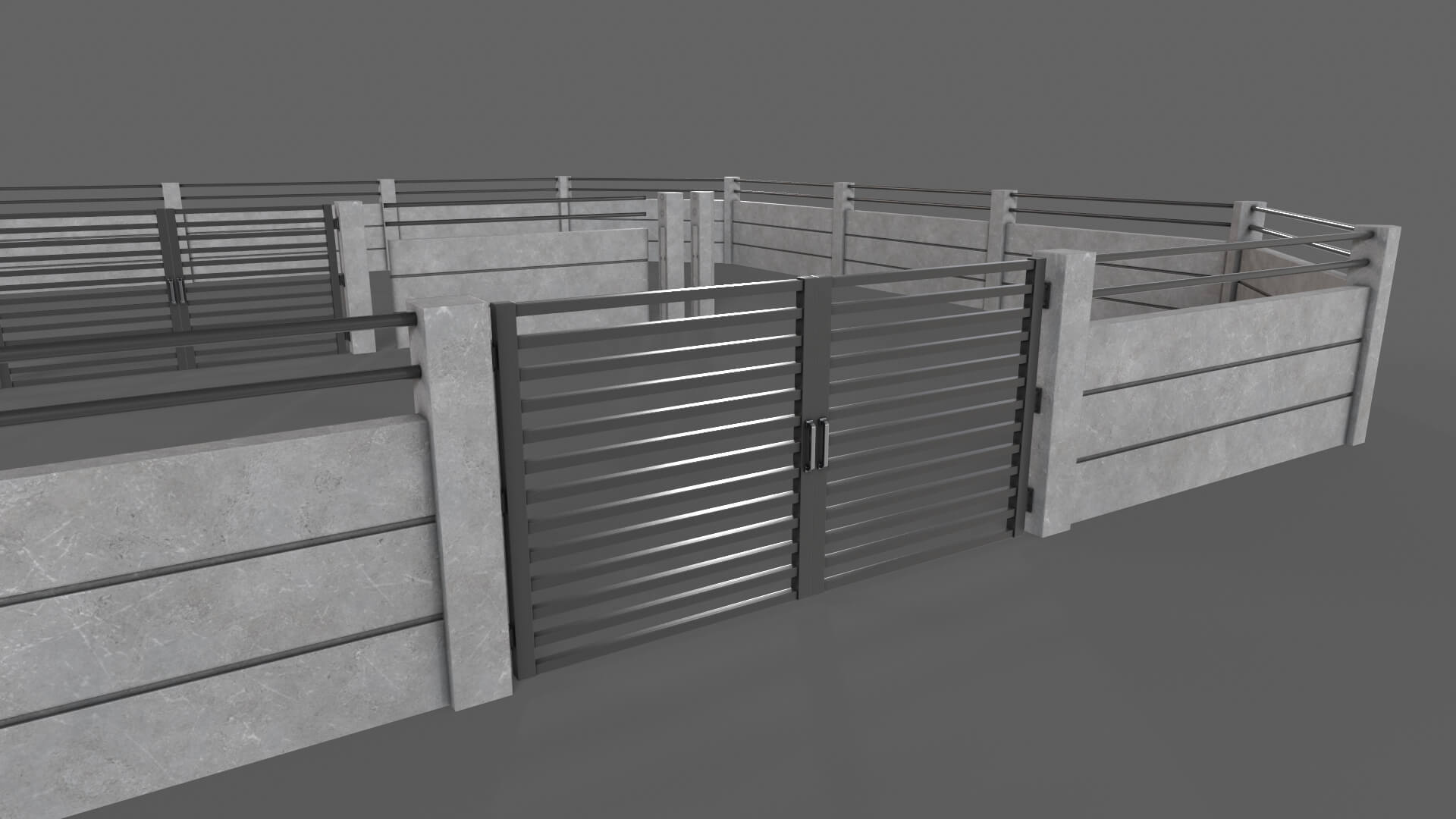 Gate and Wall 4 - 3D Model by DaikLord
