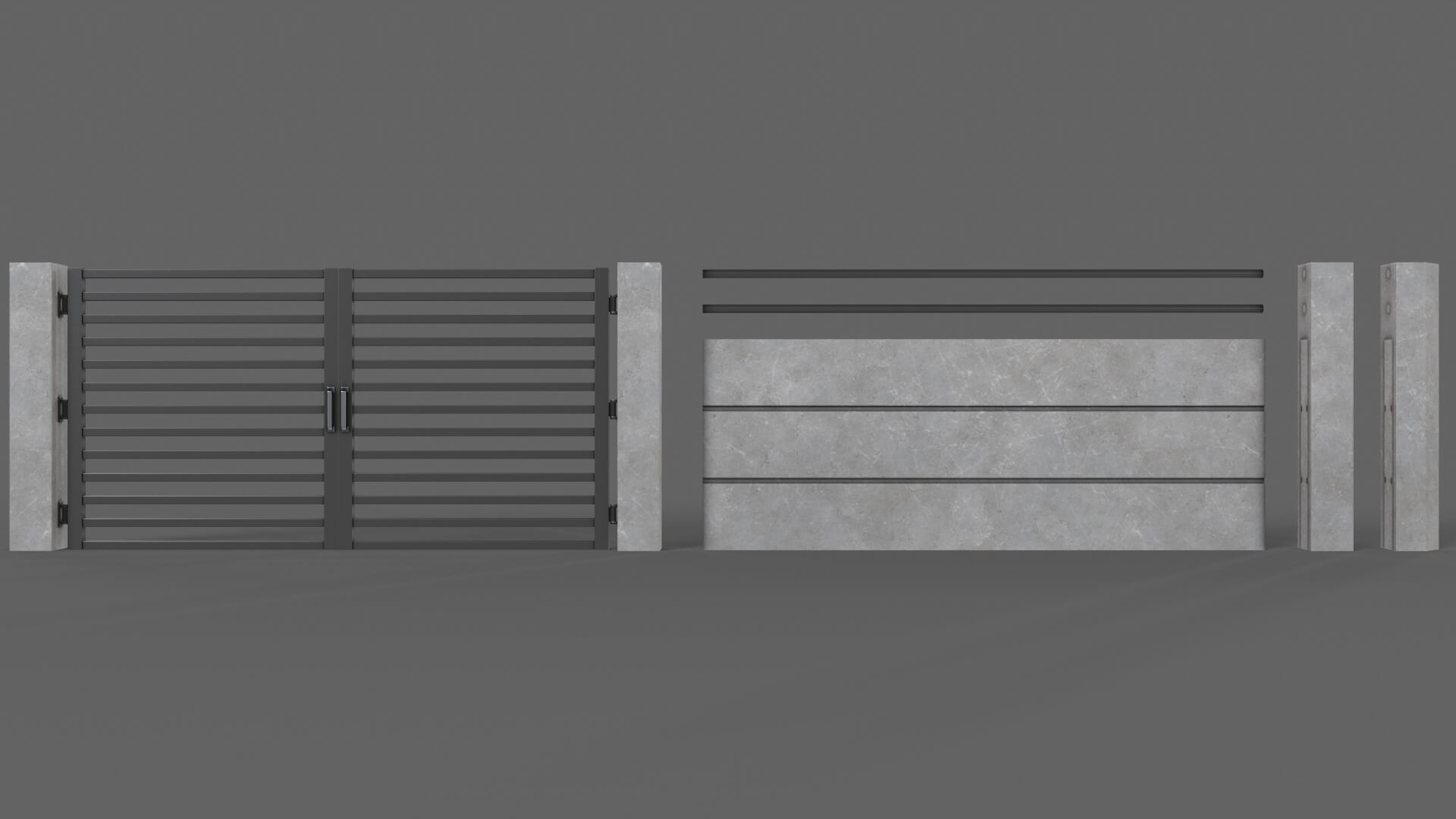 Gate and Wall 4 - 3D Model by DaikLord