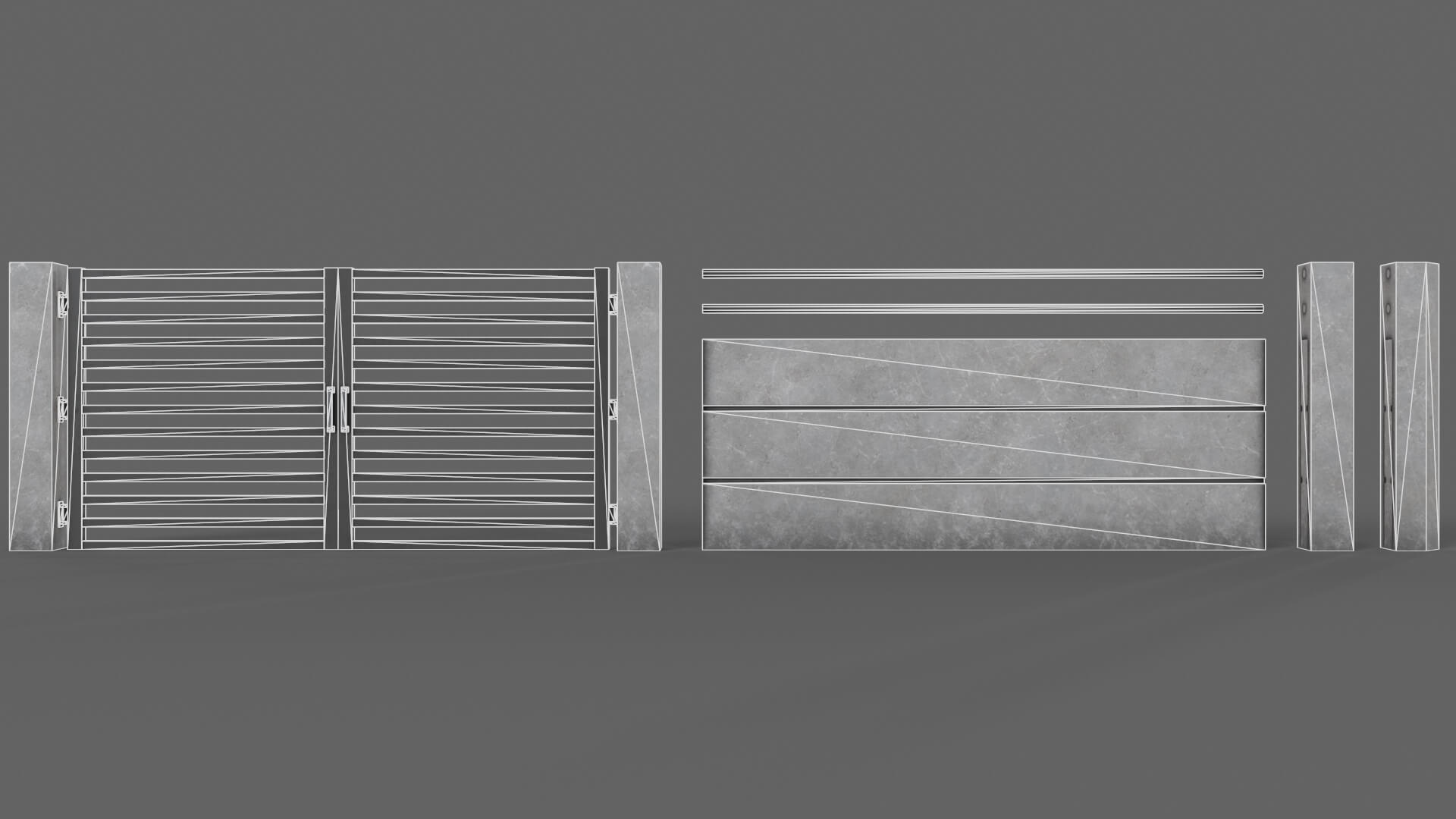 Gate and Wall 4 - 3D Model by DaikLord