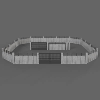 Gate and Wall 5 - 3D Model by DaikLord