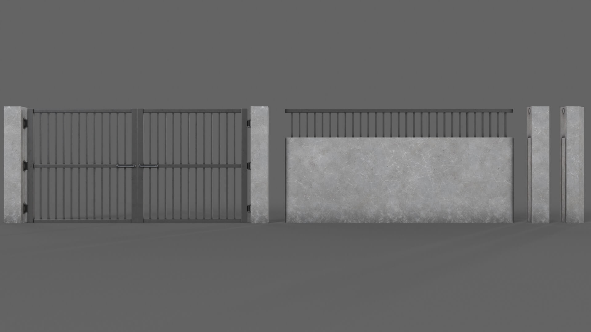 Gate and Wall 6 - 3D Model by DaikLord