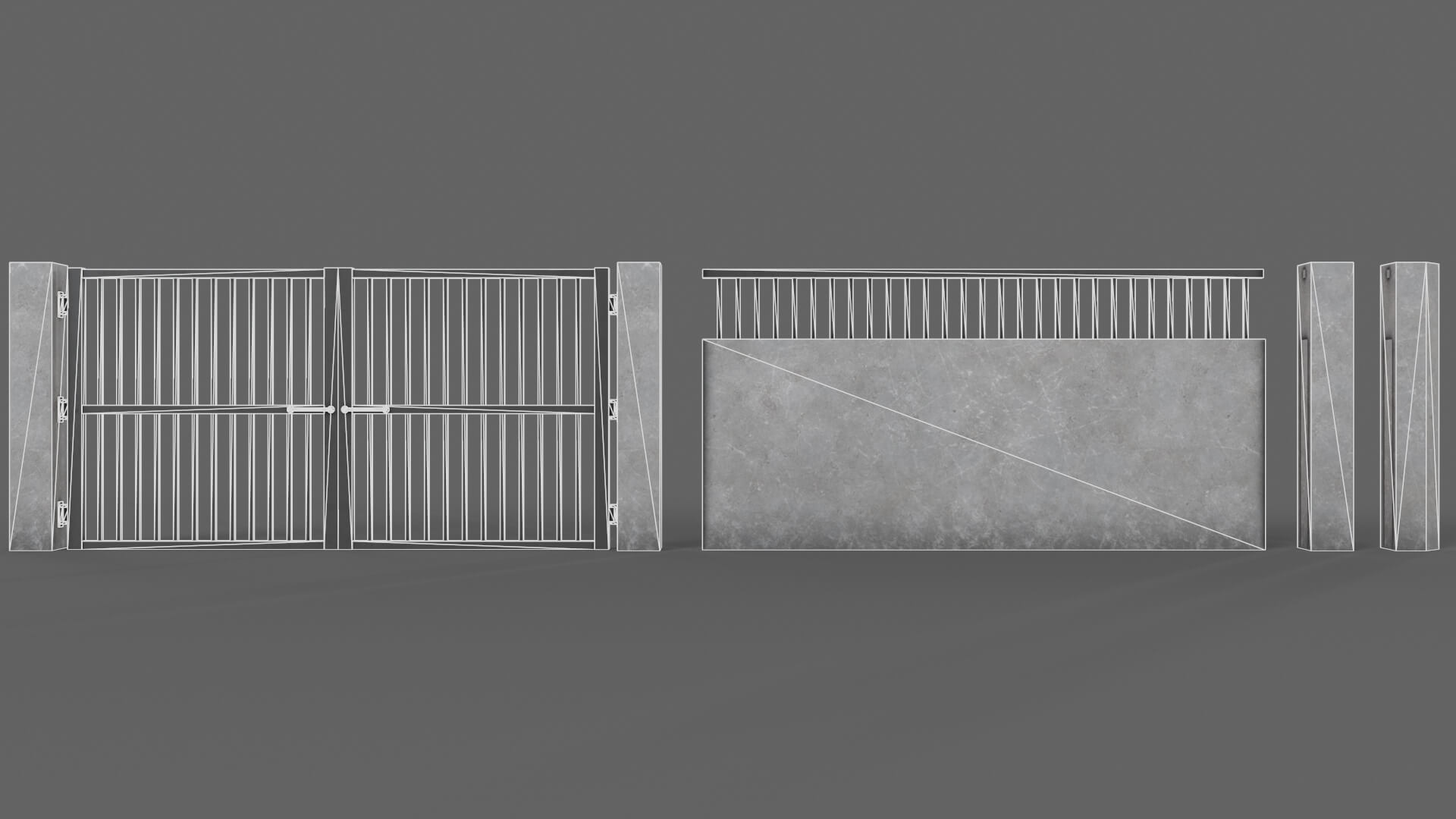 Gate and Wall 6 - 3D Model by DaikLord