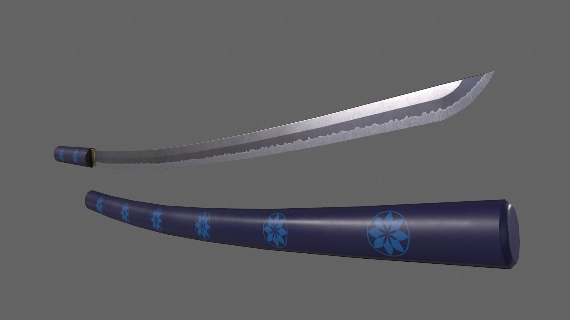 Katana Japanese Sword (Blue) V3 - 3D Model by DaikLord