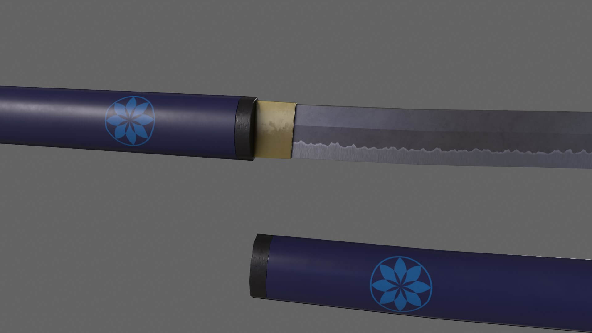 Katana Japanese Sword (Blue) V3 - 3D Model by DaikLord
