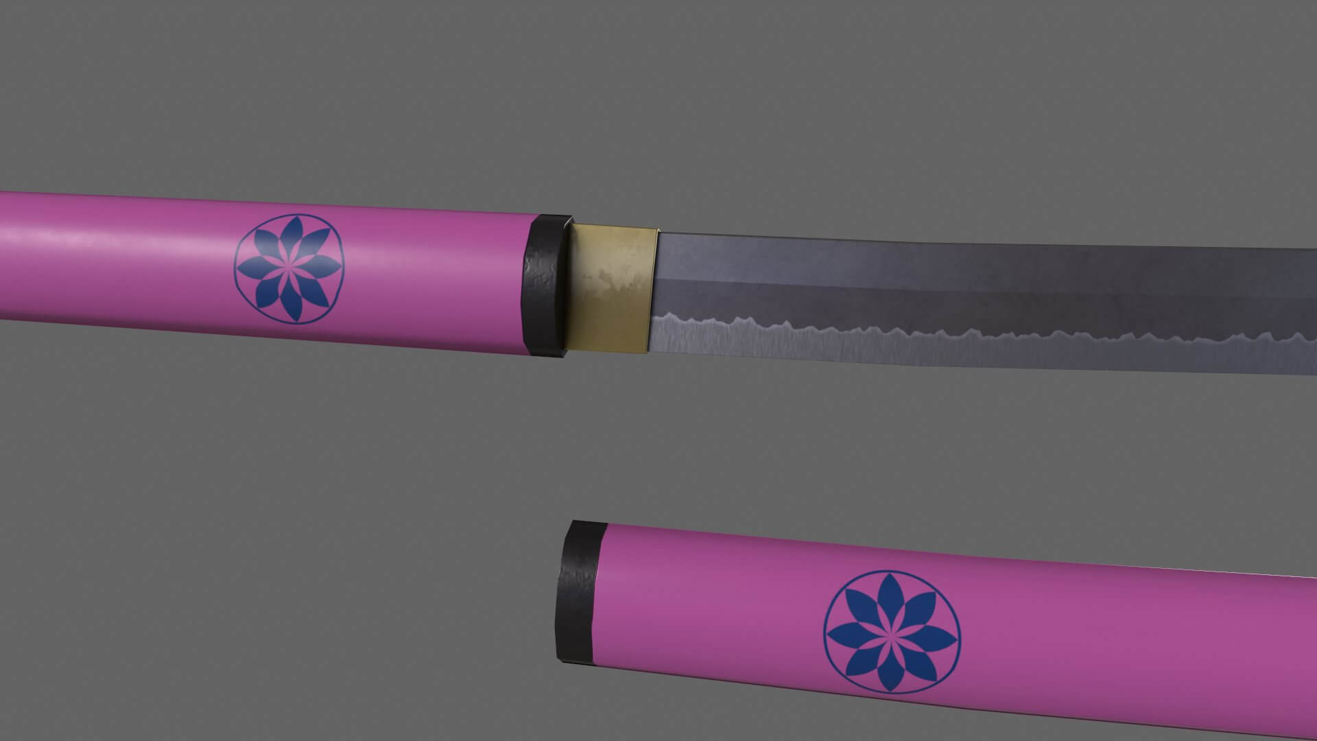 Katana Japanese Sword (Pink) V3 - 3D Model by DaikLord
