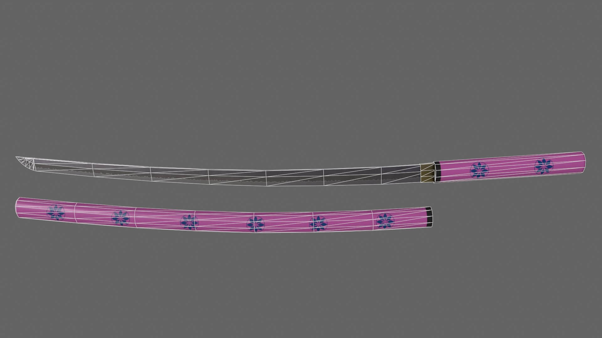 Katana Japanese Sword (Pink) V3 - 3D Model by DaikLord