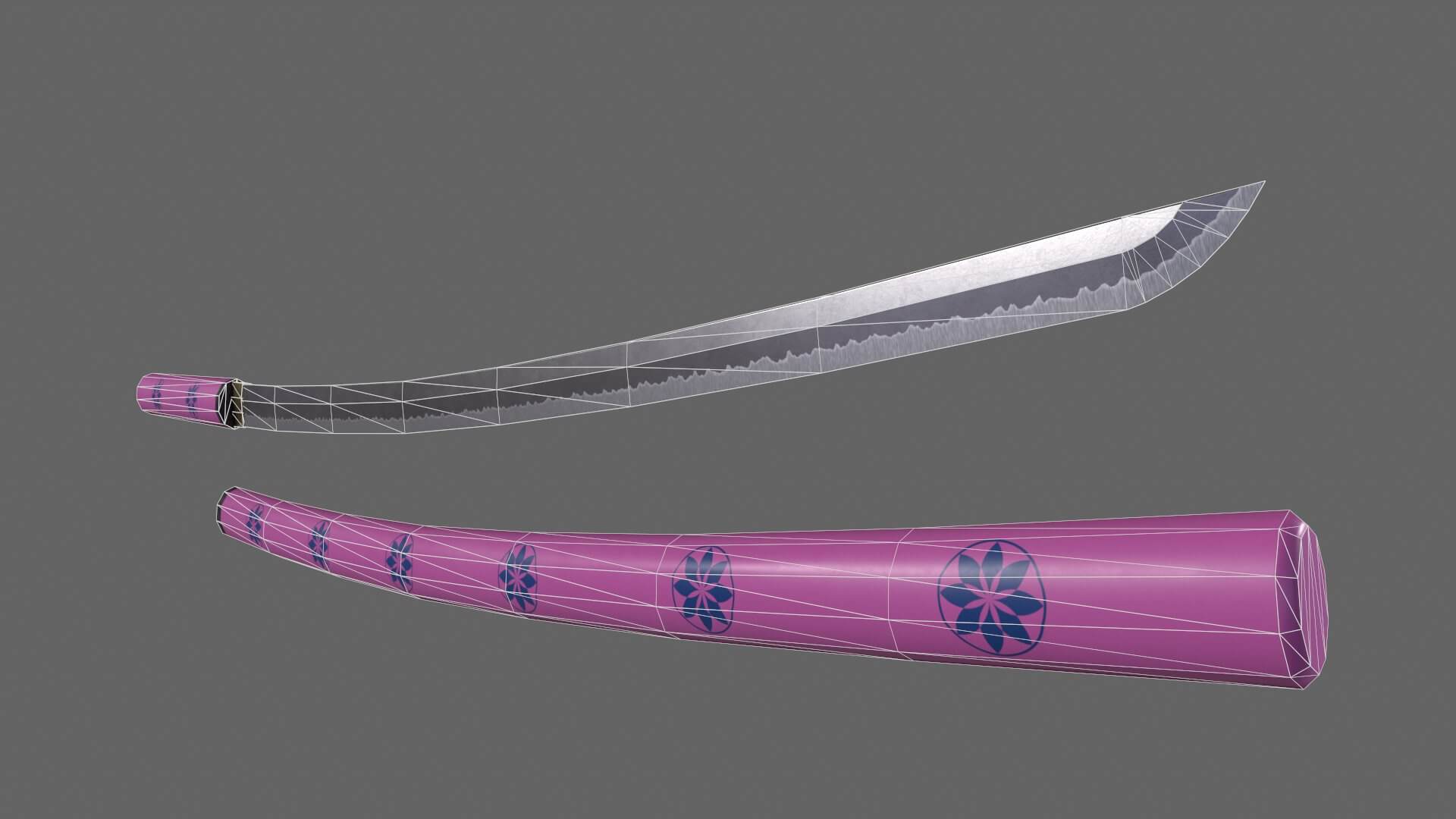 Katana Japanese Sword (Pink) V3 - 3D Model by DaikLord