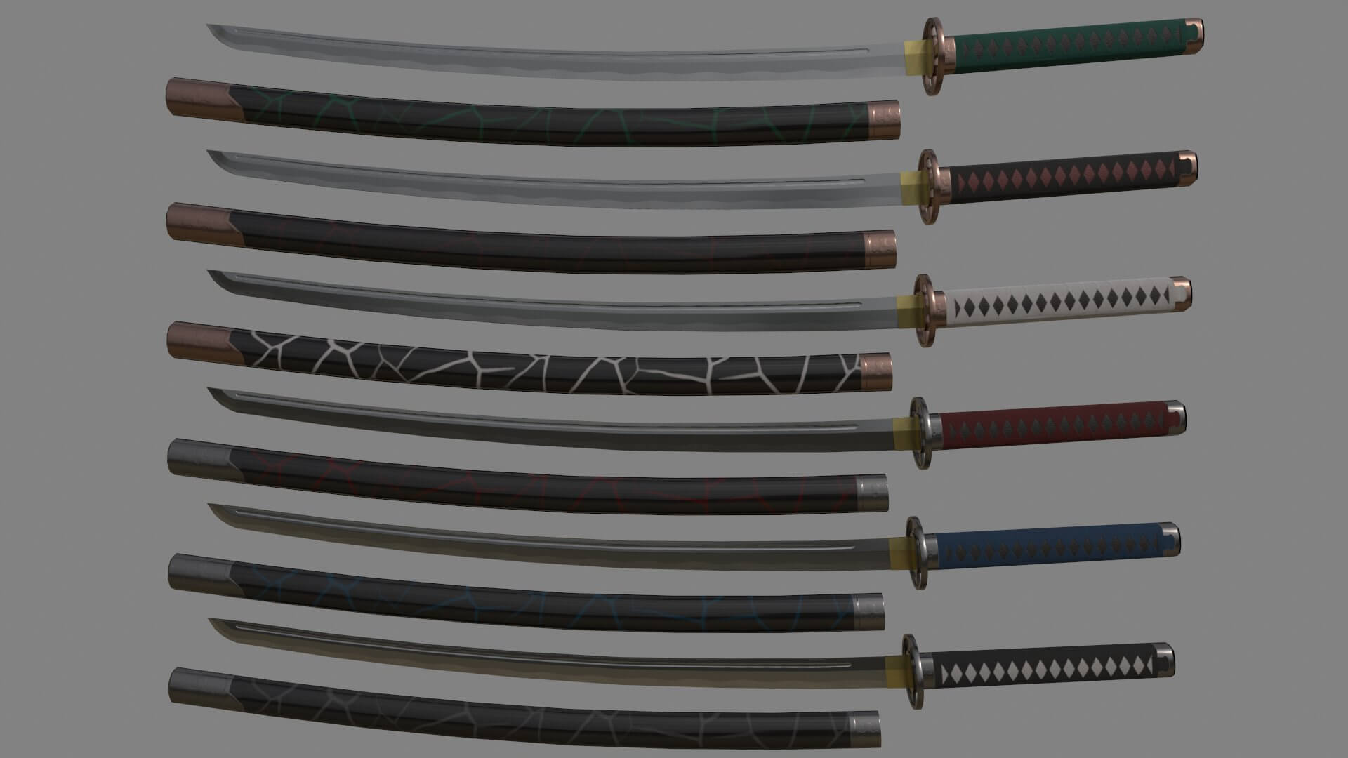 Katana Japanese Sword Collection - V1 3D Model by DaikLord