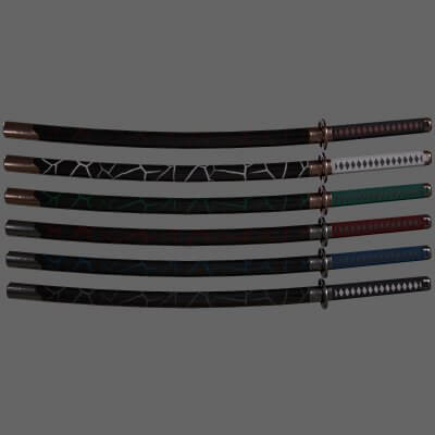 Katana Japanese Sword Collection - V1 3D Model by DaikLord