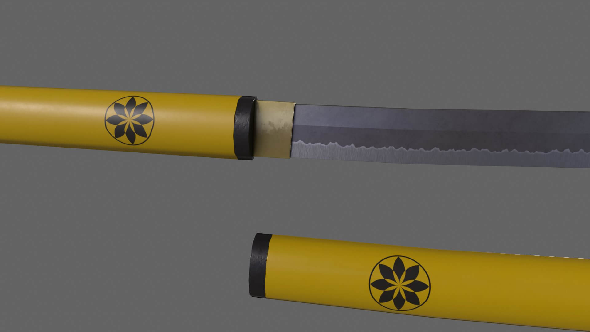 Katana Japanese Sword (Yellow) V3 - 3D Model by DaikLord