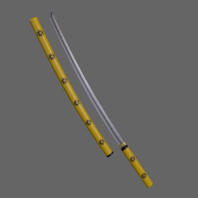 Katana Japanese Sword (Yellow) V3 - 3D Model by DaikLord