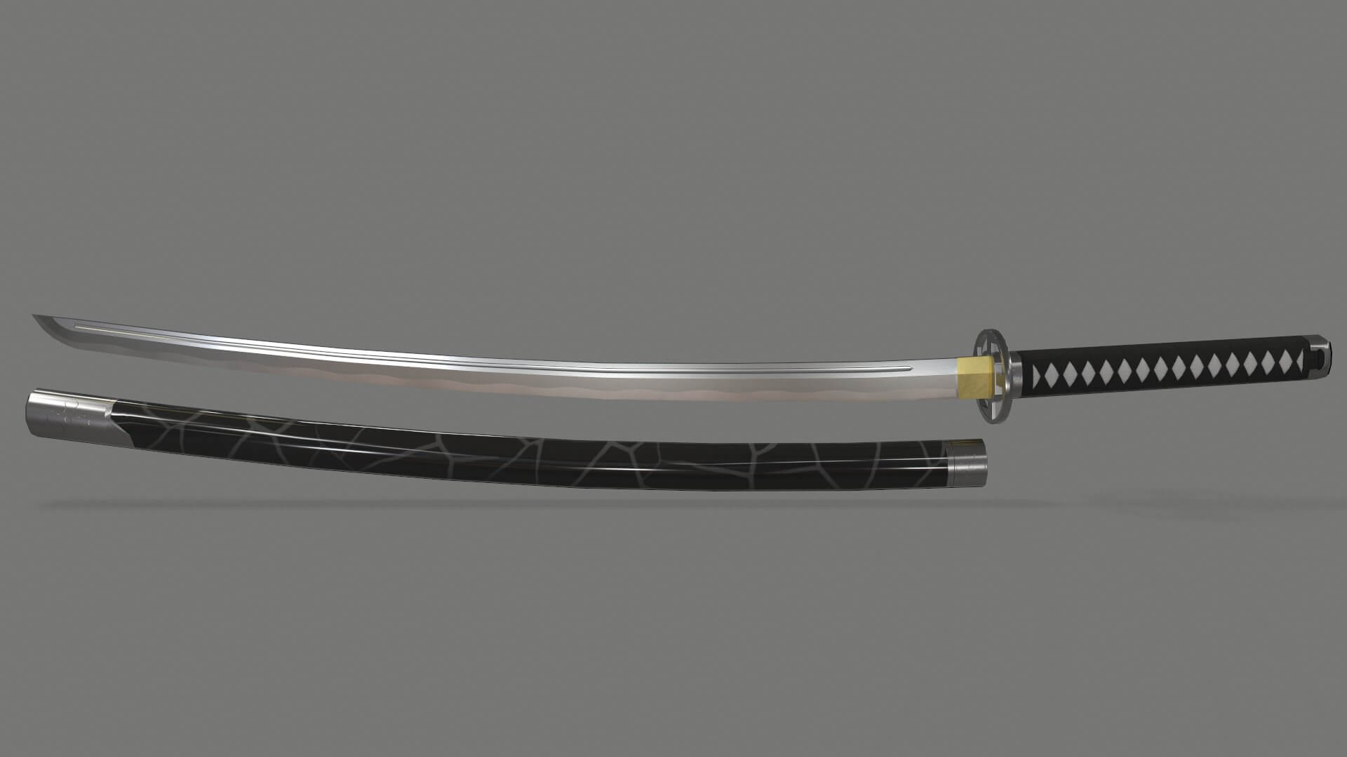 Katana Japanese Sword (Black) - 3D Model by DaikLord