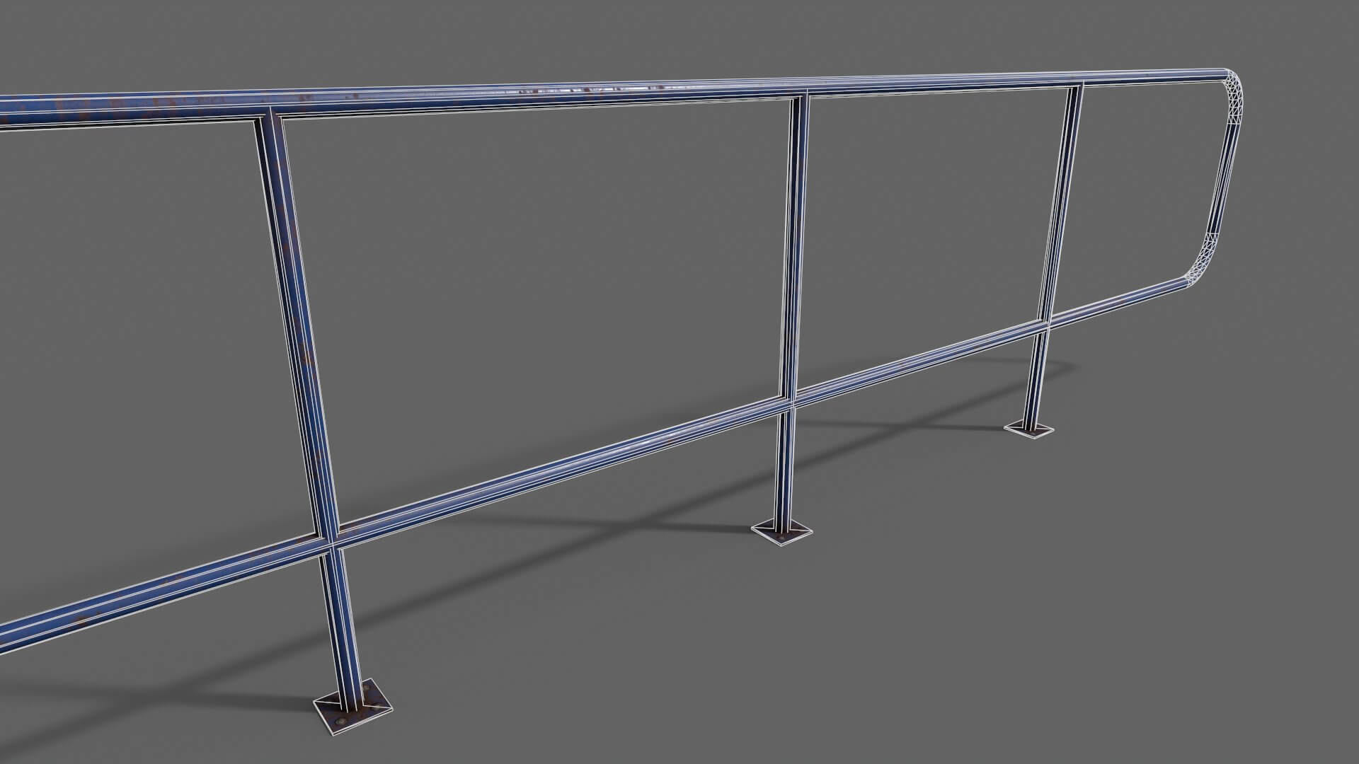 Pedestrian Guard Rail Blue V5 - 3D Model by DaikLord
