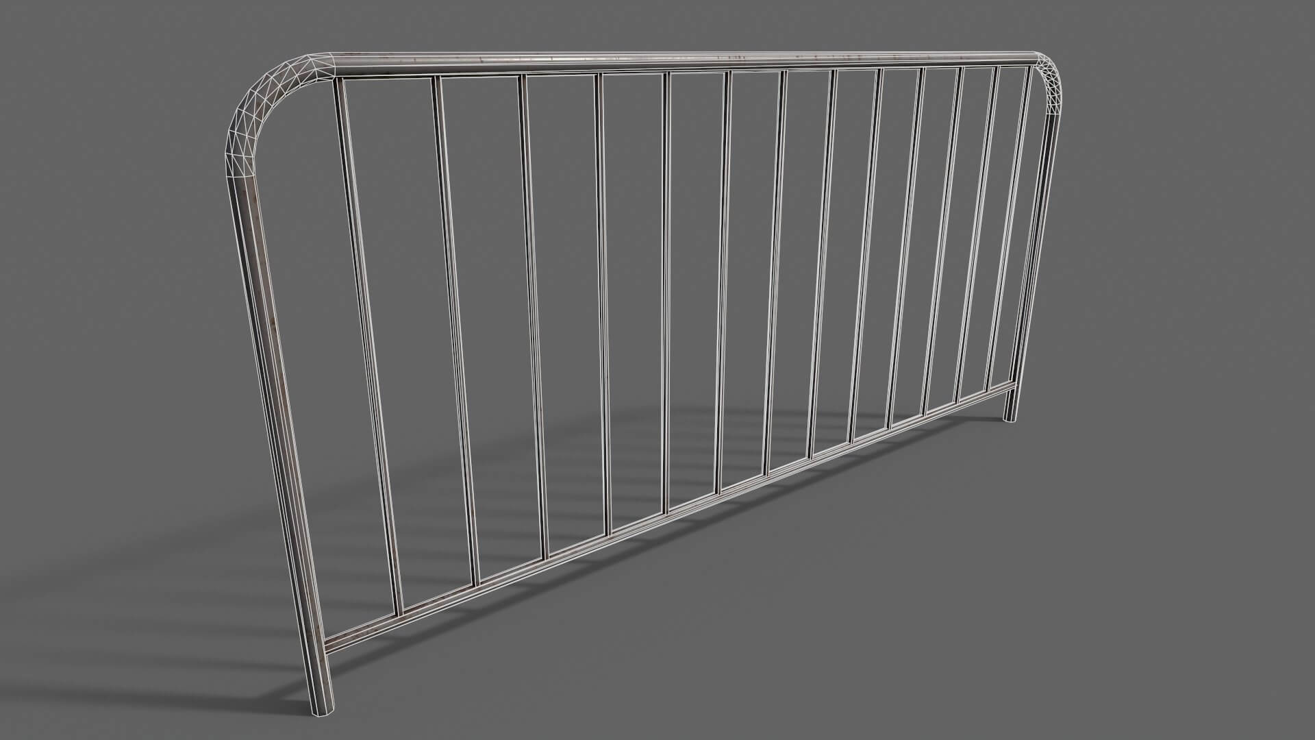 Pedestrian Guard Rail Grey V1 - 3D Model by DaikLord