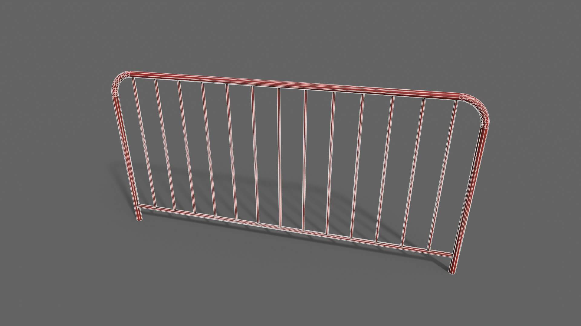 Pedestrian Guard Rail Red V1 - 3D Model by DaikLord