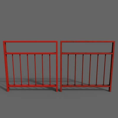 Pedestrian Guard Rail Red V4 - 3D Model by DaikLord