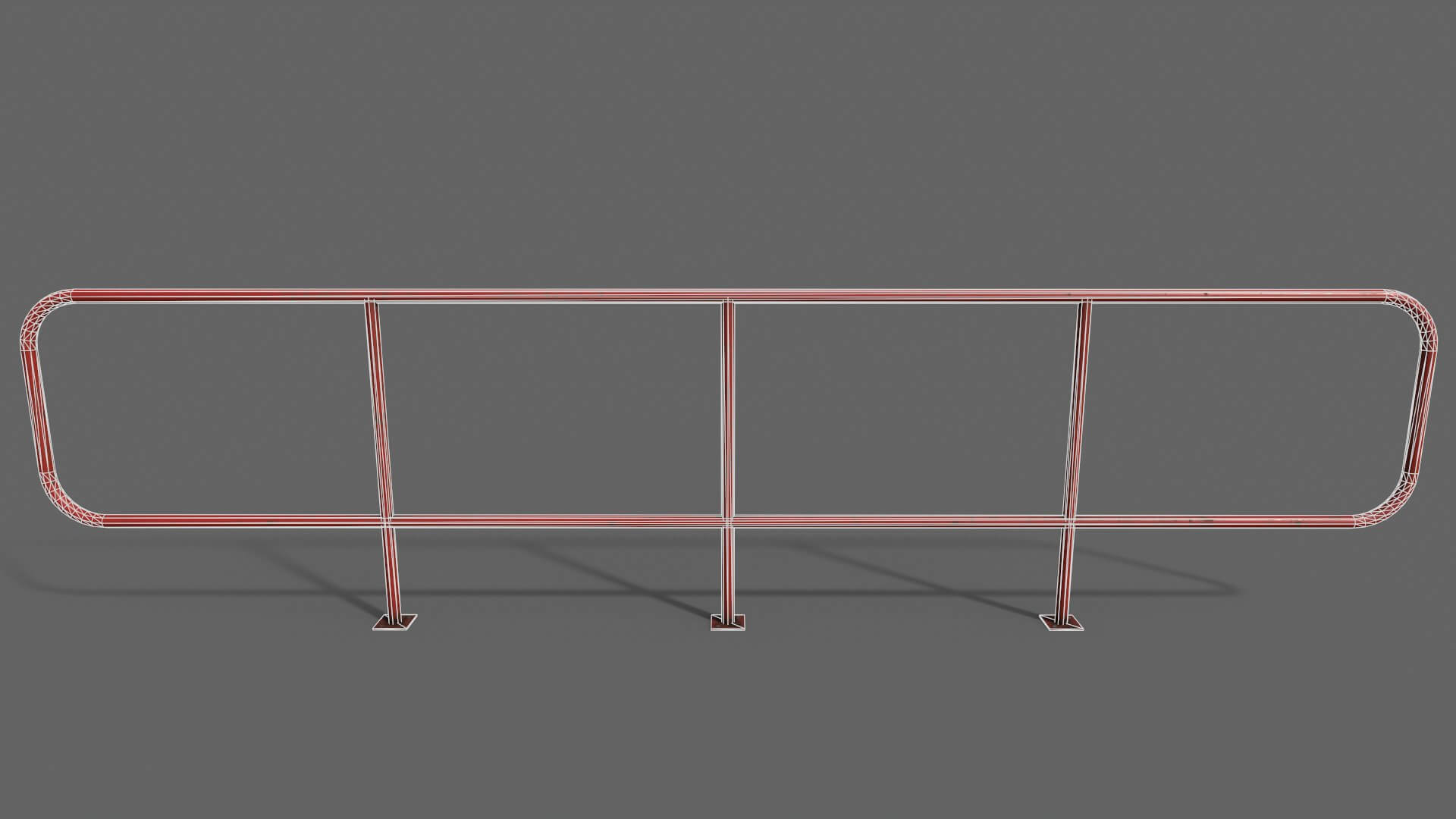 Pedestrian Guard Rail Red V5 - 3D Model by DaikLord