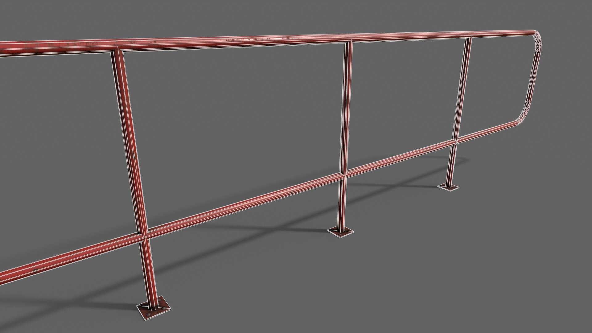 Pedestrian Guard Rail Red V5 - 3D Model by DaikLord