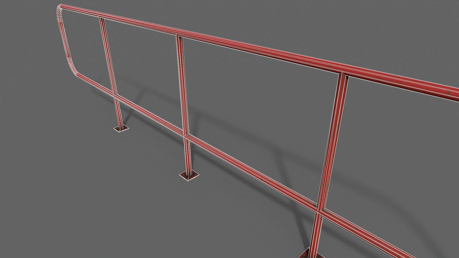 Pedestrian Guard Rail Red V5 - 3D Model by DaikLord