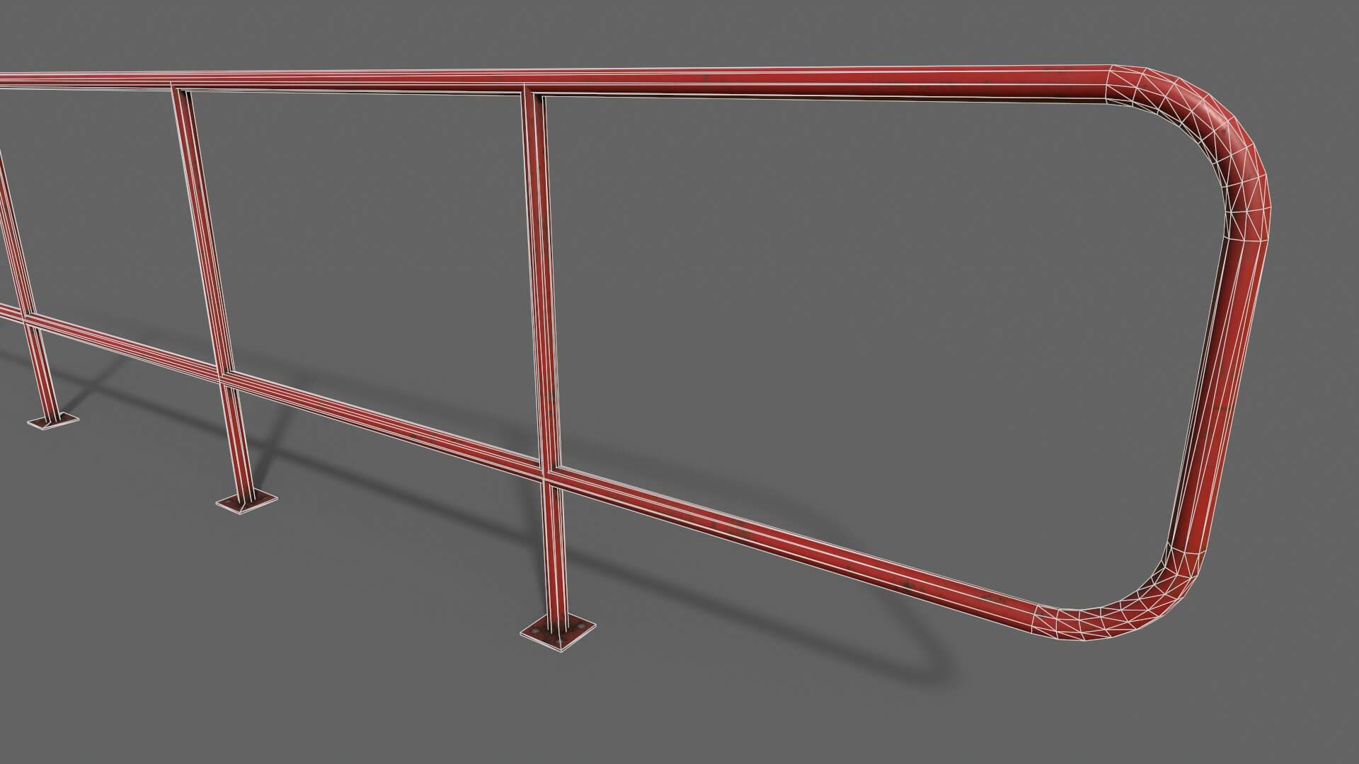 Pedestrian Guard Rail Red V5 - 3D Model by DaikLord