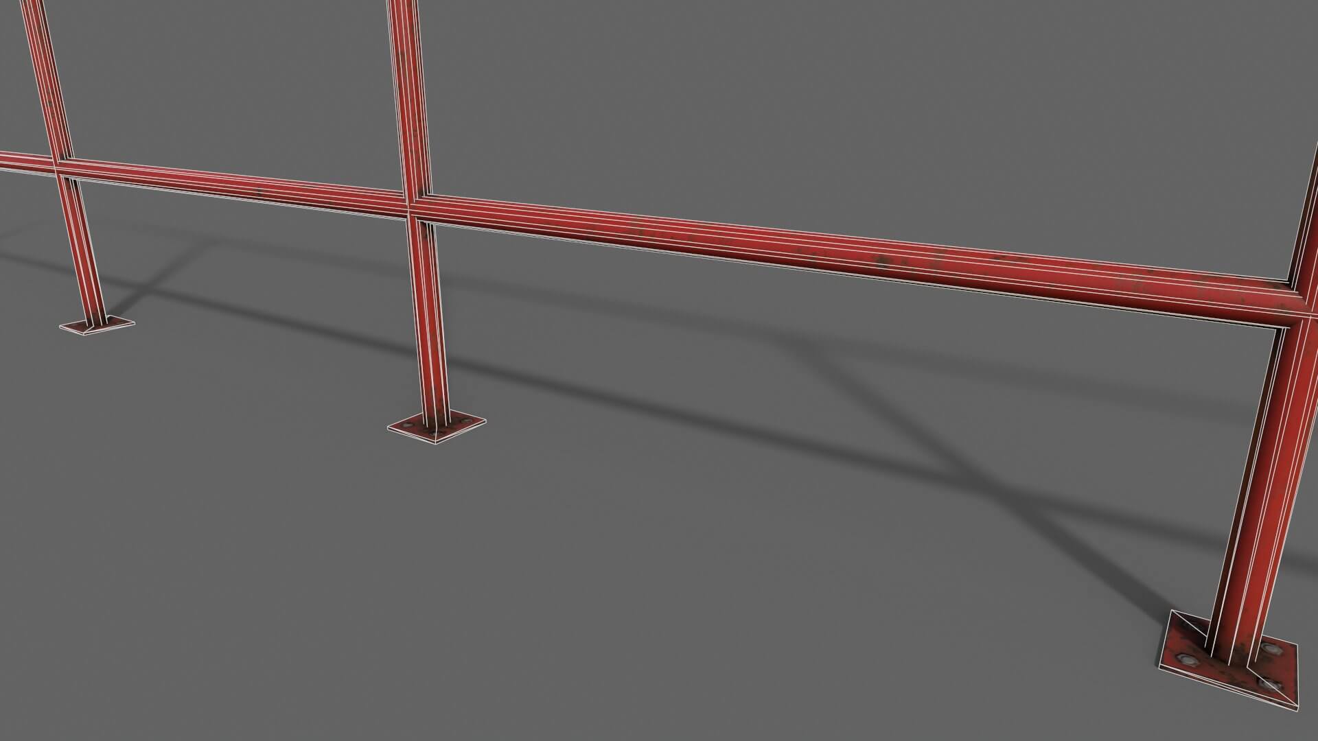 Pedestrian Guard Rail Red V5 - 3D Model by DaikLord