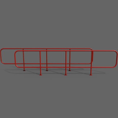 Pedestrian Guard Rail Red V5 - 3D Model by DaikLord