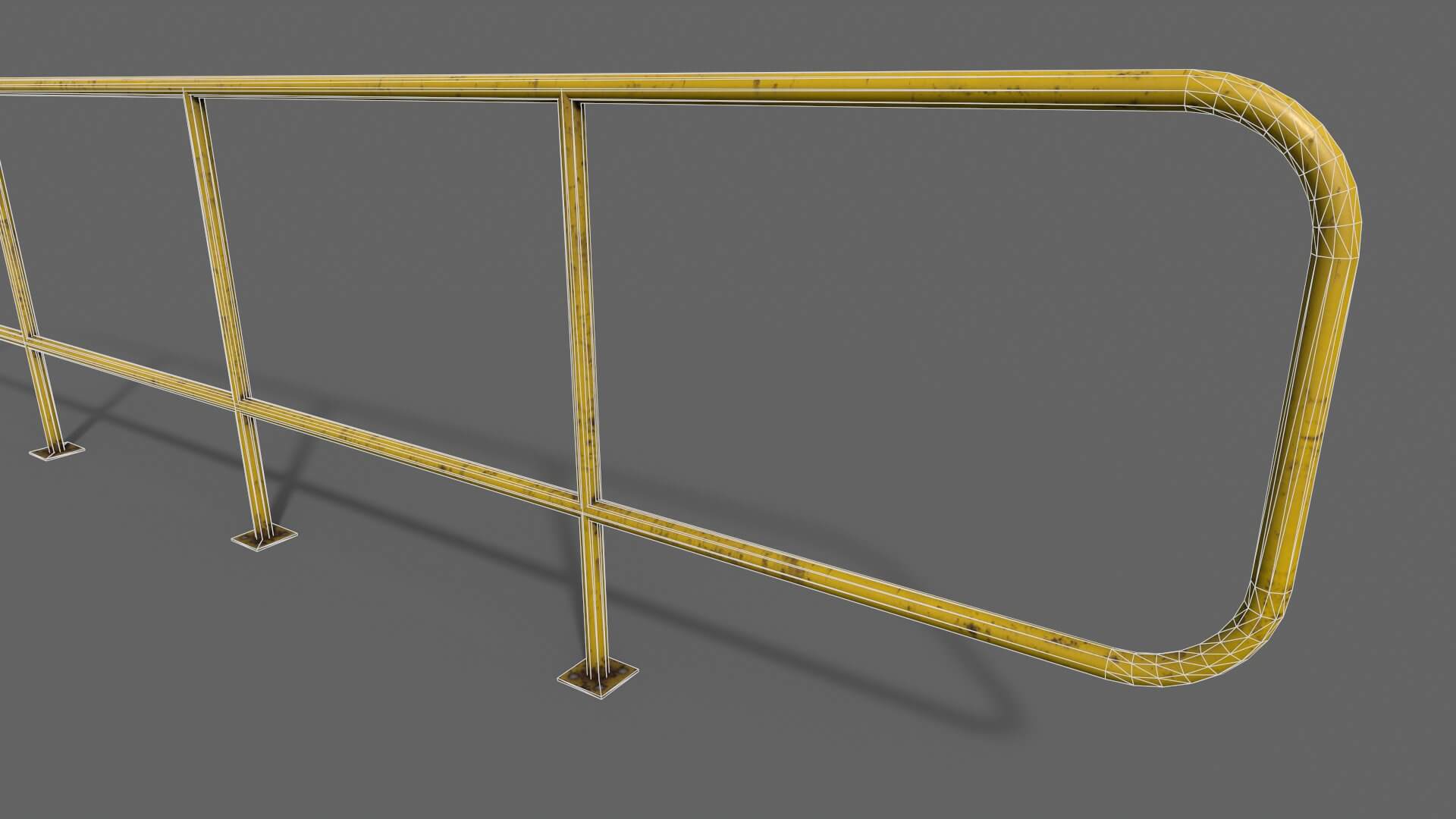 Pedestrian Guard Rail Yellow V5 - 3D Model by DaikLord