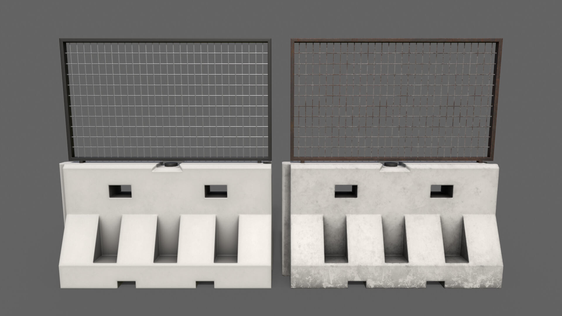 Traffic Barrier White - 3D Model by DaikLord