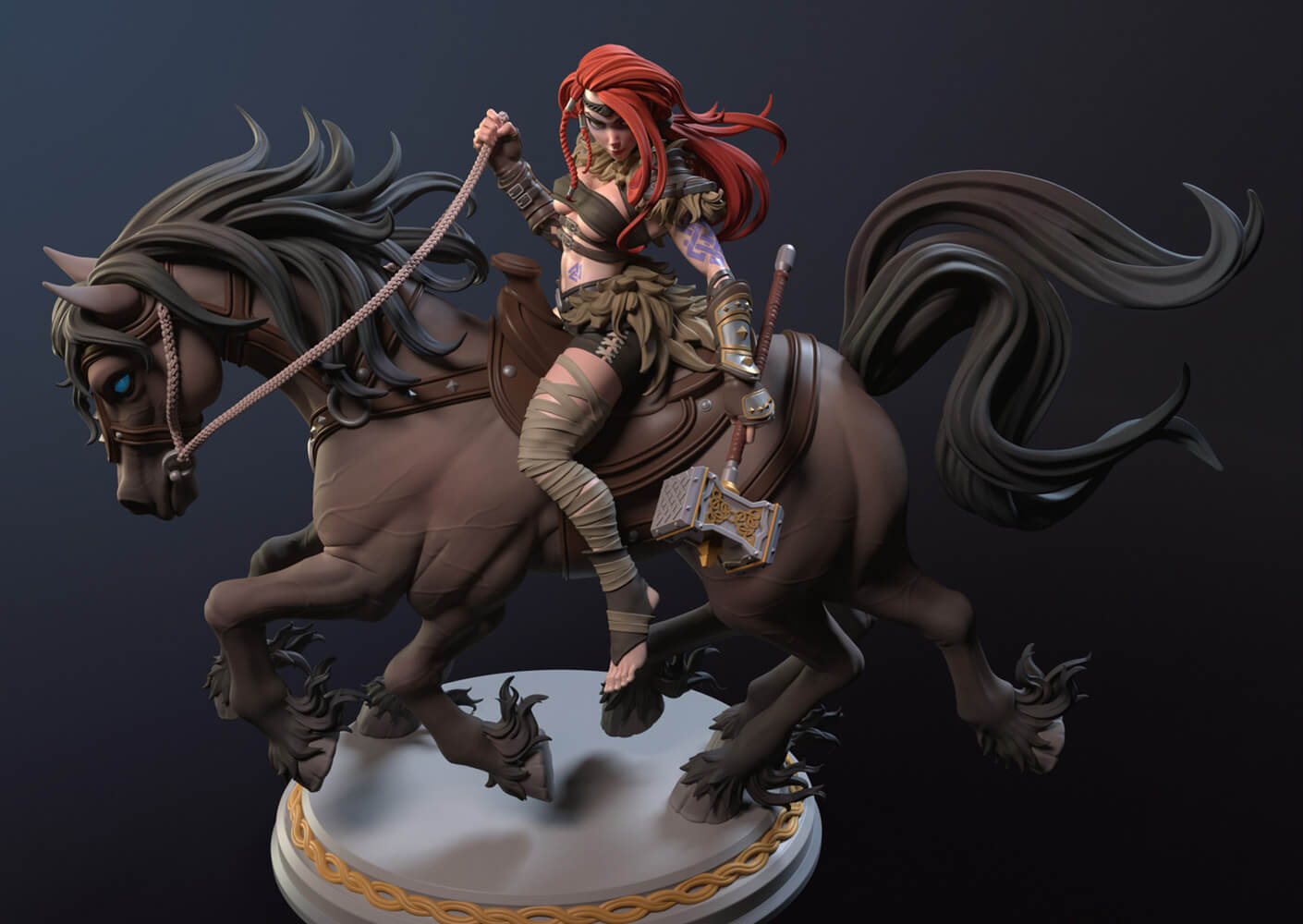 Viking Ygritte Rider of Sleipnir - 3D Model by damariscarson01
