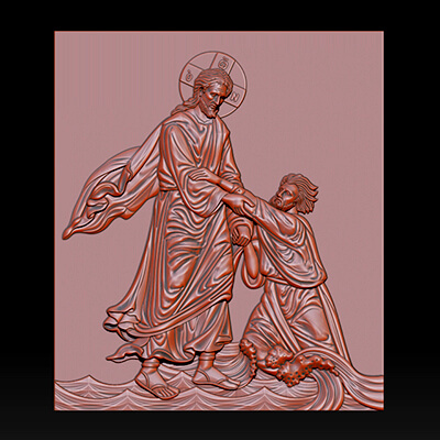 3D Religious Relief Jesus Rescuing Peter on the Water by Dang nhat Tan