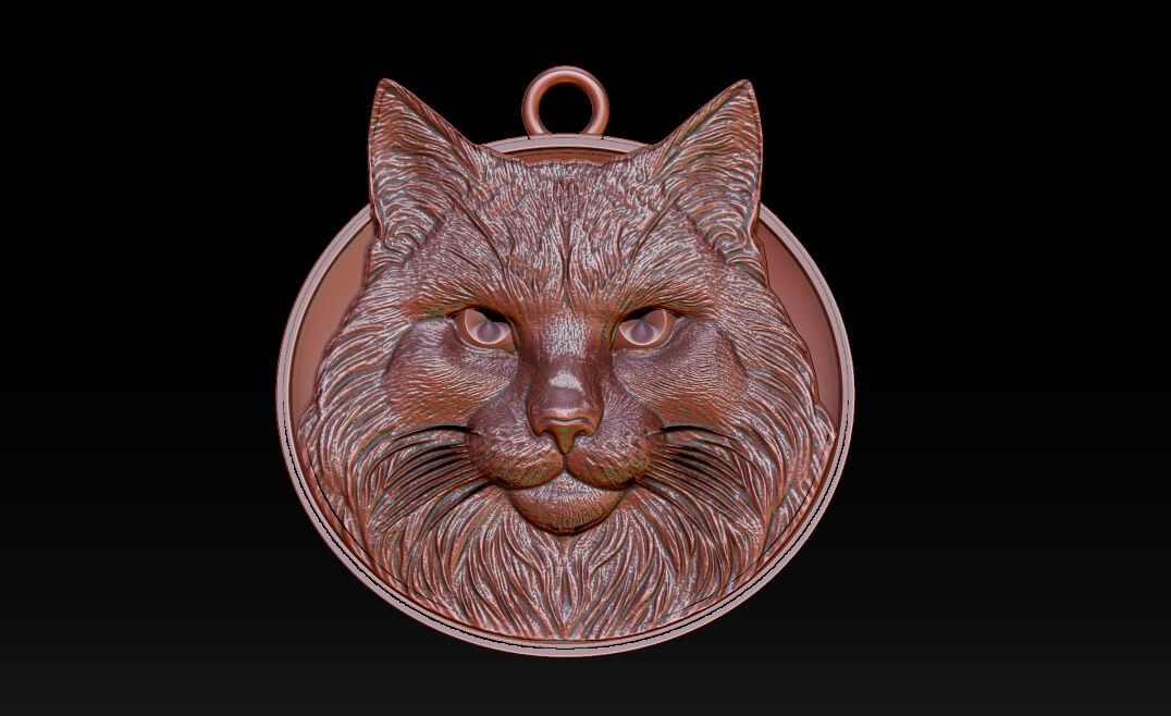 Bas-Relief Jewelery Portrait of a Bust of a Cat Free 3D Model by Dang ...