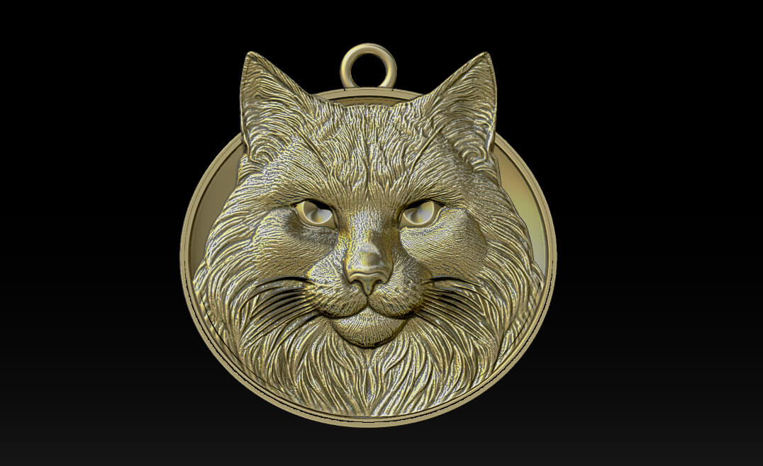 Bas-Relief Jewelery Portrait of a Bust of a Cat Free 3D Model by Dang ...
