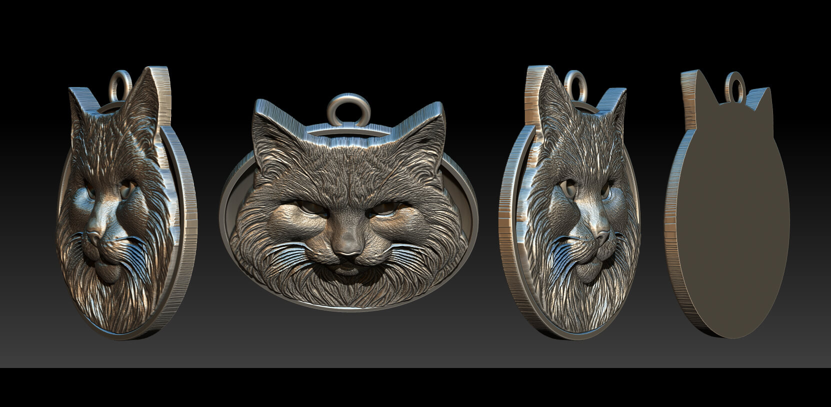Bas-Relief Jewelery Portrait of a Bust of a Cat Free 3D Model by Dang ...